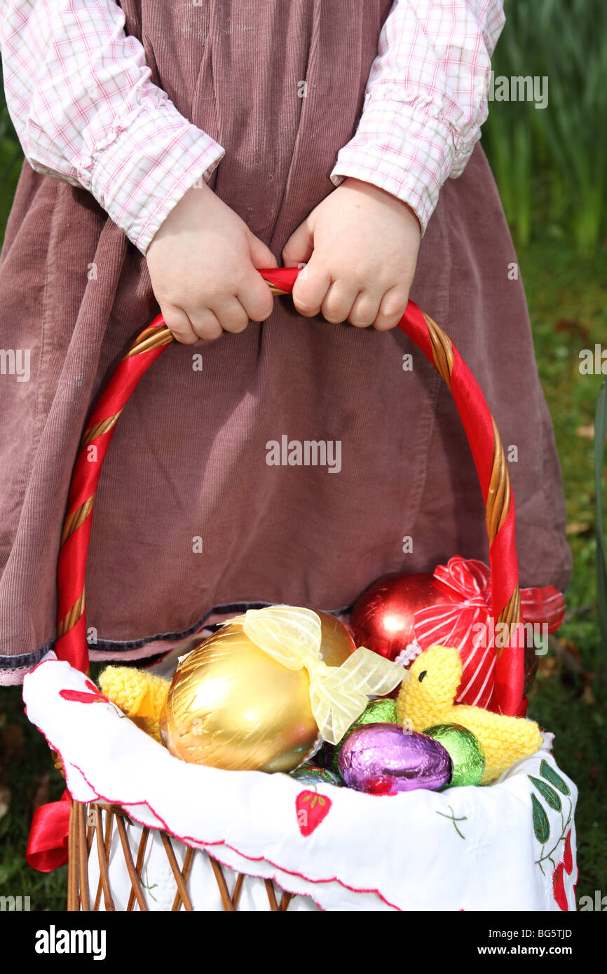 A young girl on an Easter egg hunt in Lancashire, UK Stock Photo - Alamy