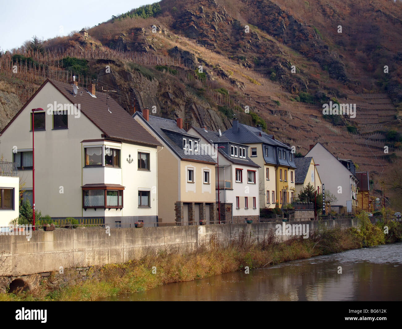 Beautiful village in mountains and river of Germany Stock Photo - Alamy