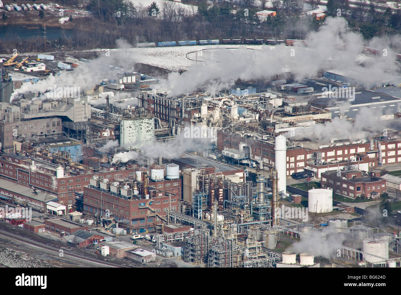 factory from a mountain overlook Stock Photo - Alamy