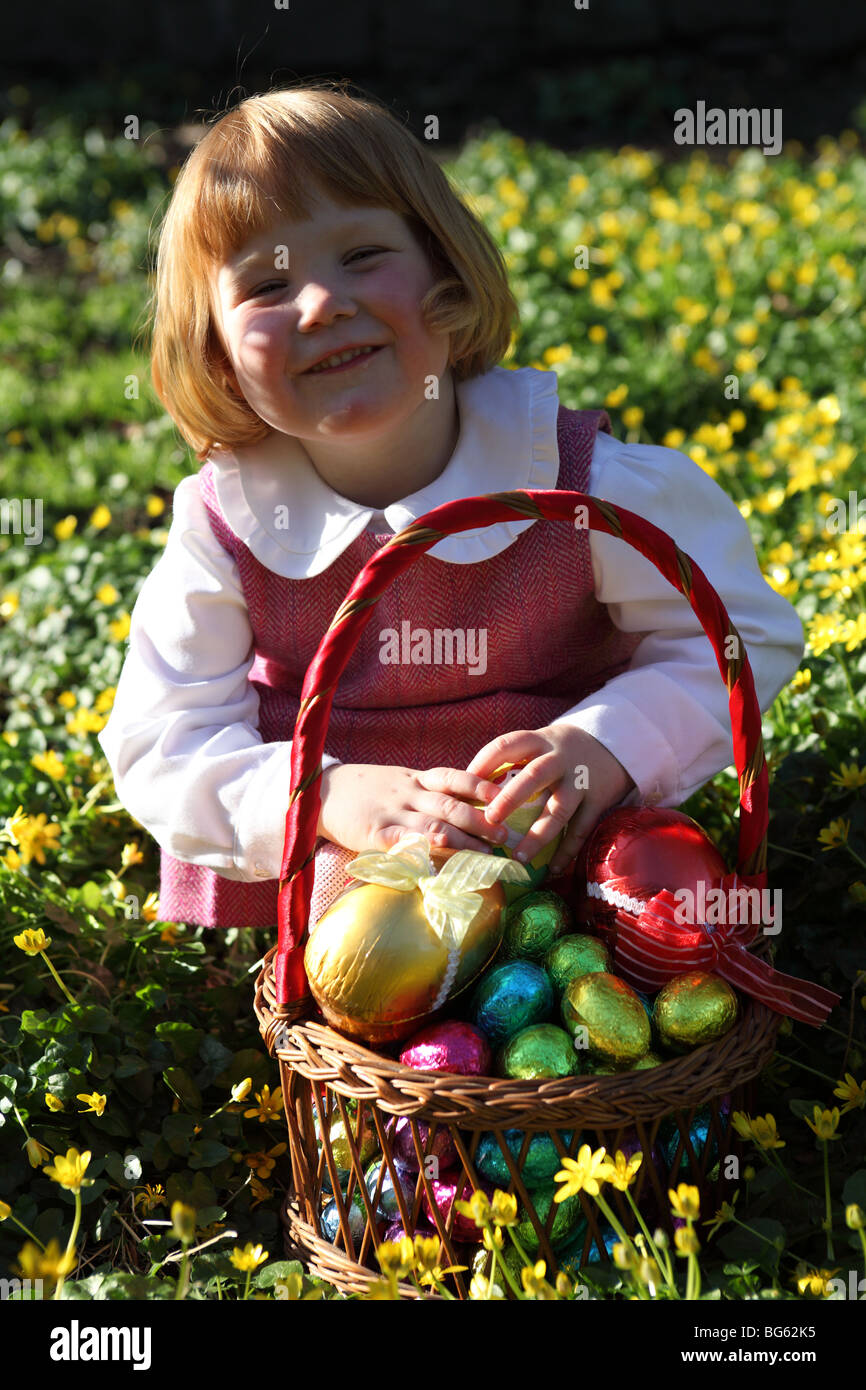 A young girl on an Easter egg hunt in Lancashire, UK Stock Photo - Alamy