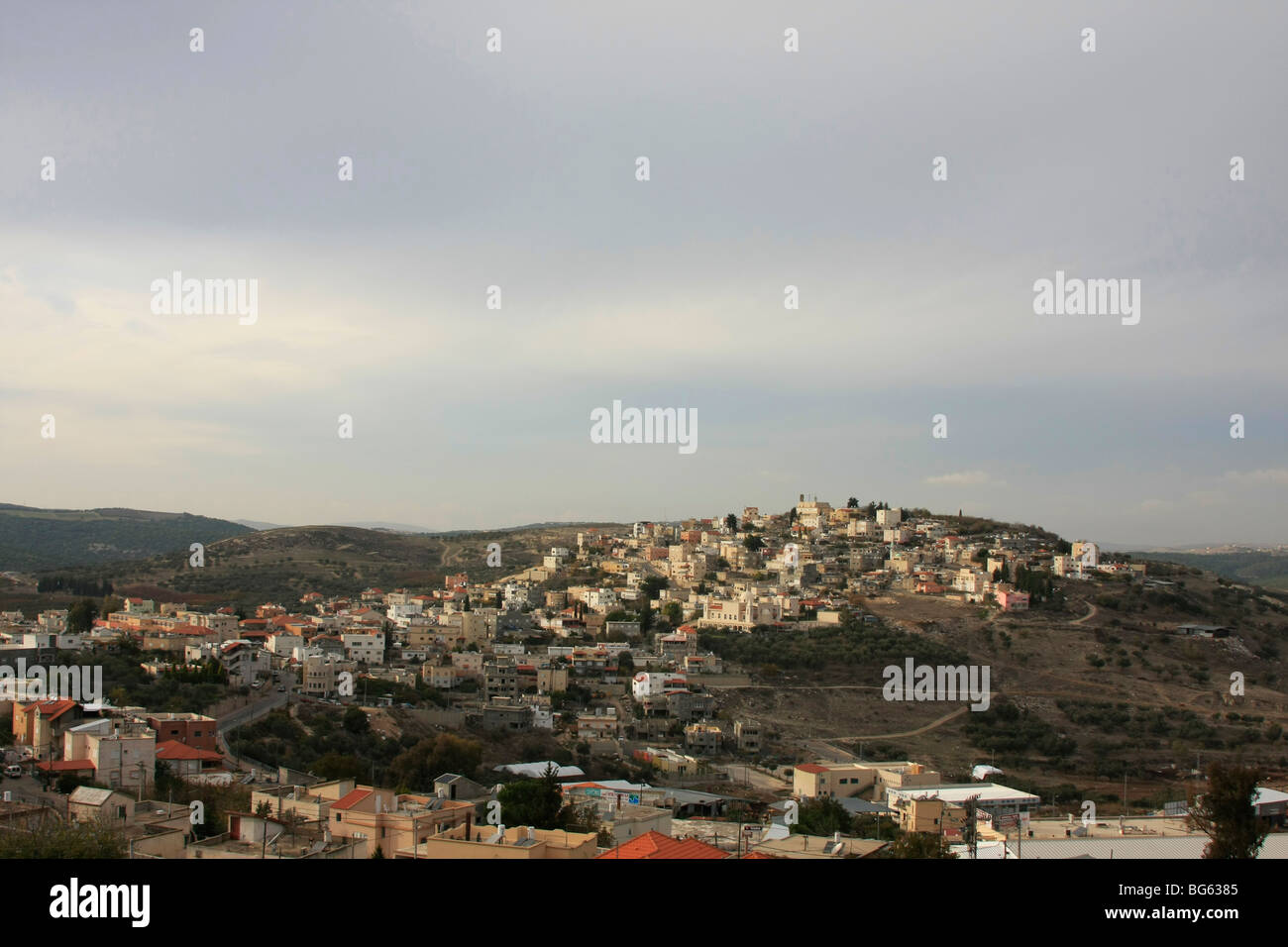 Israel, Upper Galilee, Arab town Jish (Gush Halav) located on the ...