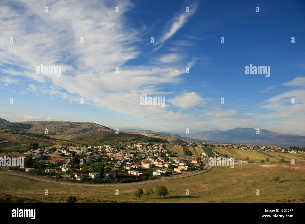 Israel, Upper Galilee, Circassian village Rehaniya, a view from road ...