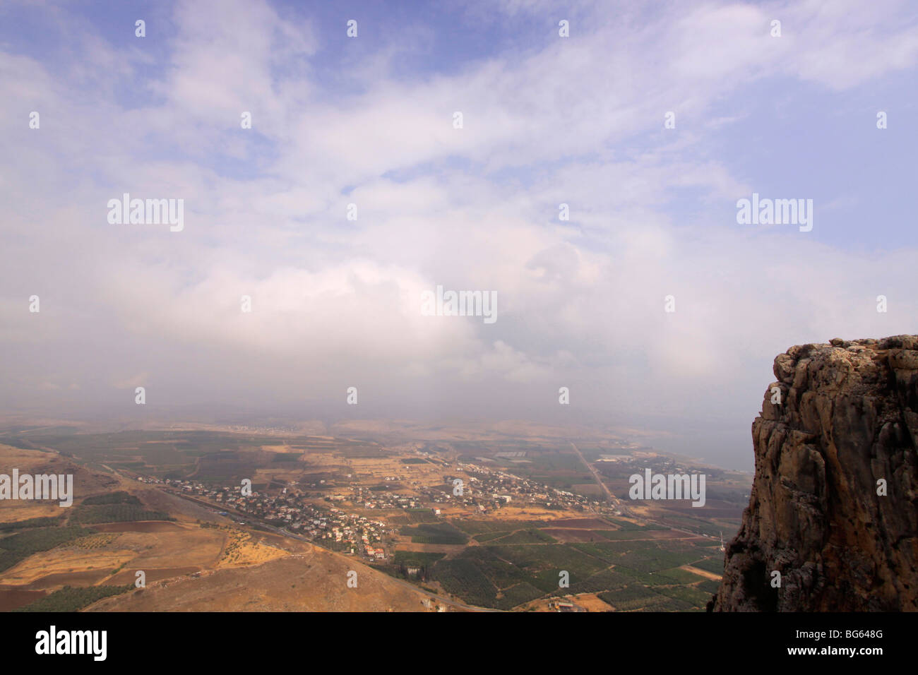 Israel, Lower Galilee, a view of Migdal from Mount Arbel Stock Photo ...