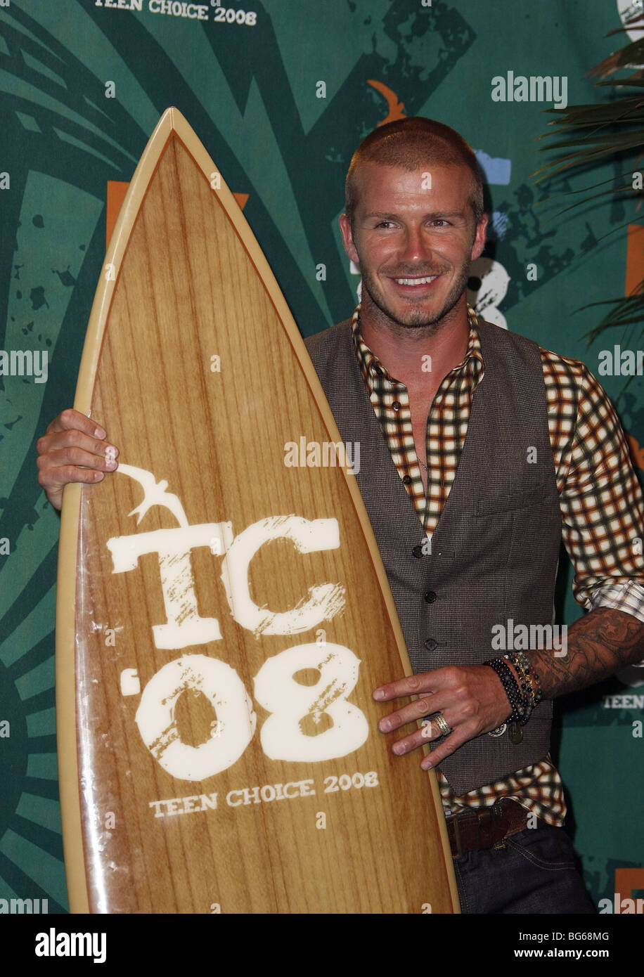DAVID BECKHAM TEEN CHOICE 2008 PRESSROOM GIBSON AMPHITHEATRE CALIFORNIA ...