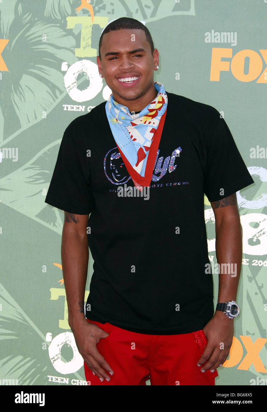 CHRIS BROWN TEEN CHOICE 2008 RED CARPET GIBSON AMPHITHEATRE CALIFORNIA ...