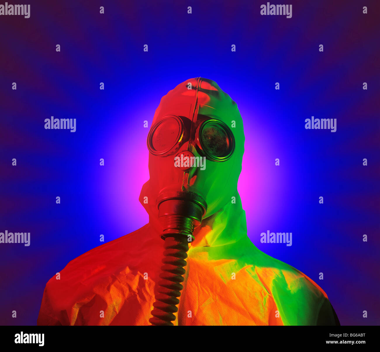 Conceptual image of a person in a gas mask (posed by model Stock Photo ...