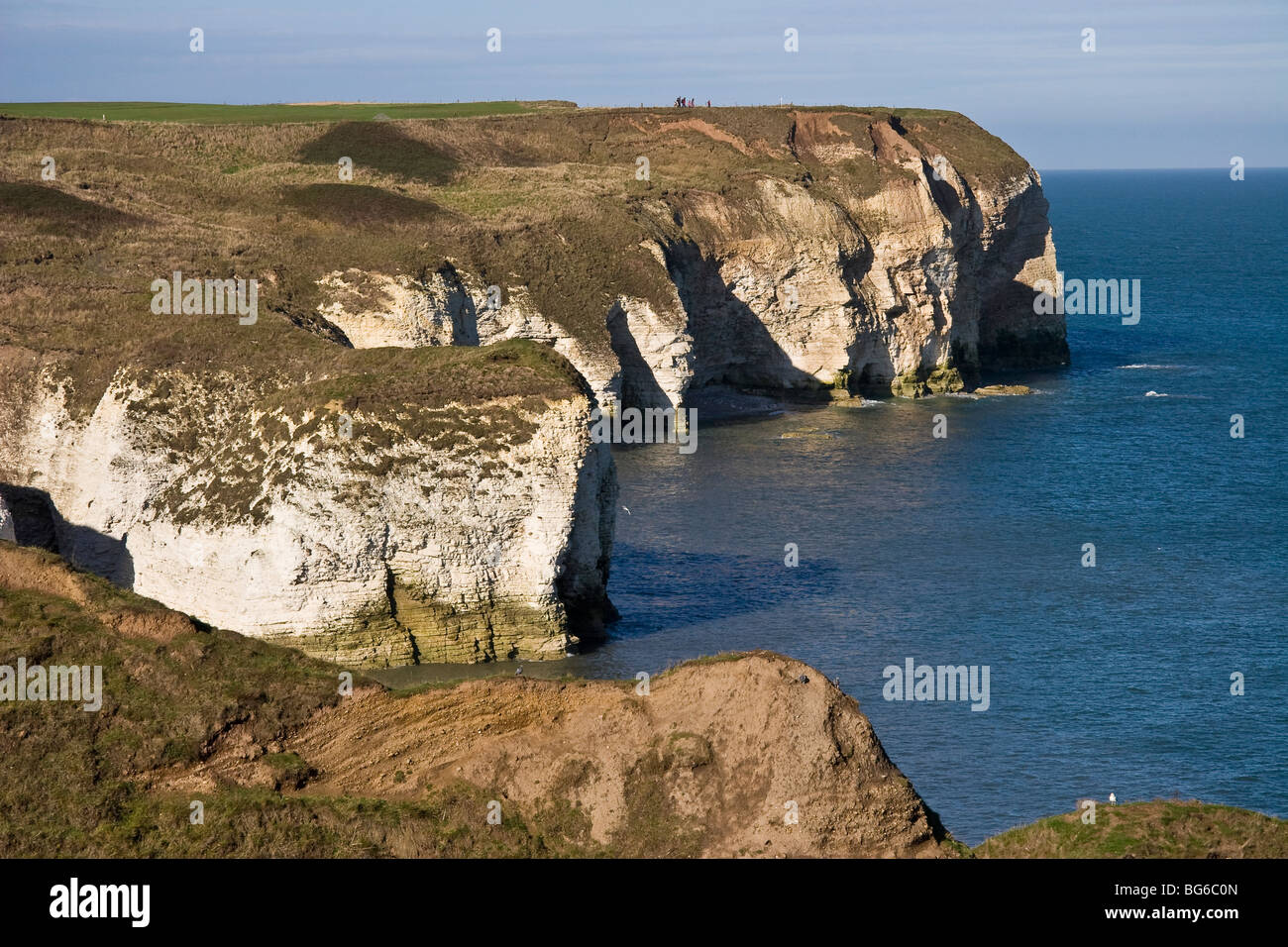 Chalk cliffs at Selwicks Bay, Flamborough Head, North Yorkshire ...
