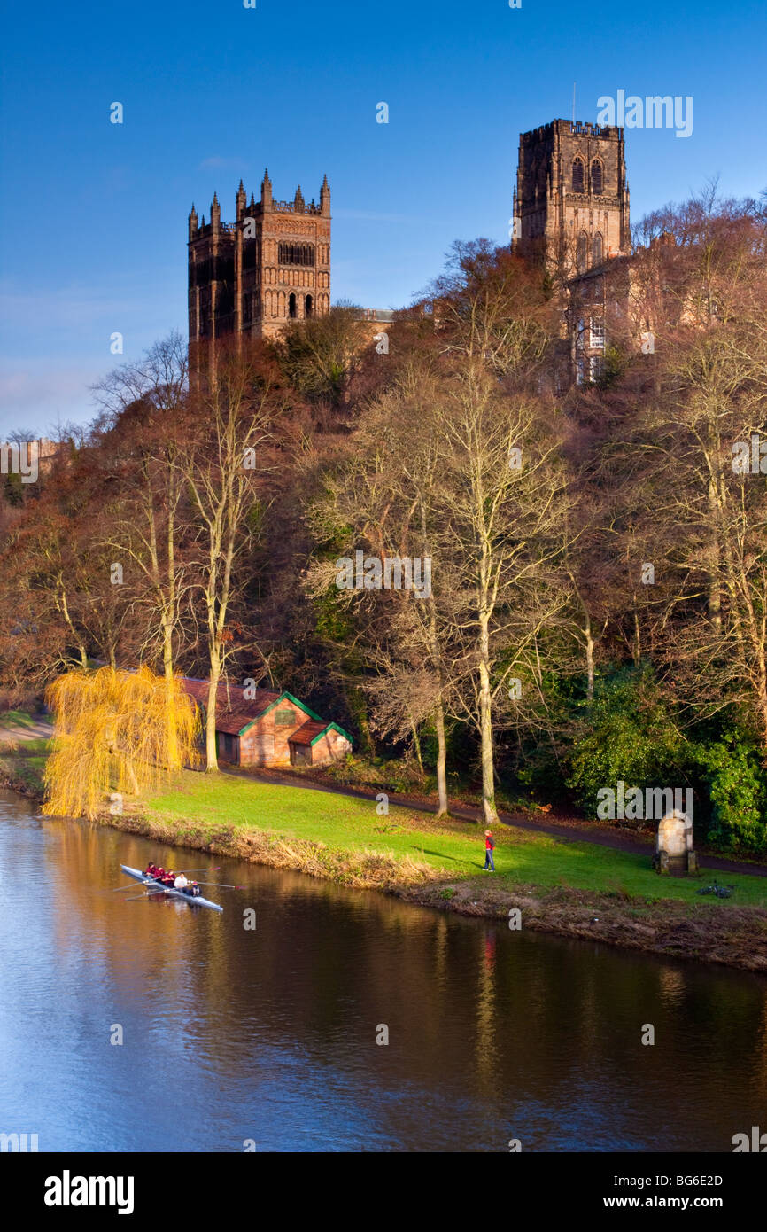 England, County Durham, Durham City. Durham Cathedral, situated above ...