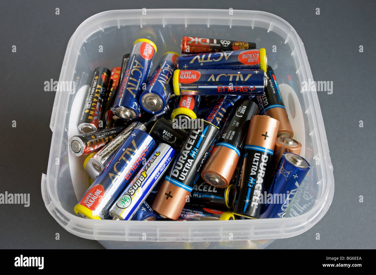 Dry-cell batteries for recycling Stock Photo - Alamy