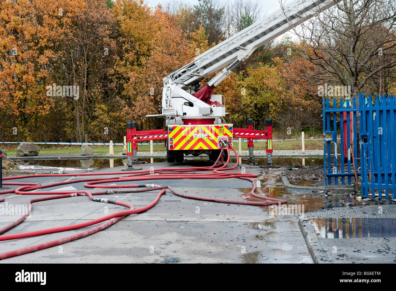 Fire Service Hydraulic Platform with hoses Stock Photo - Alamy