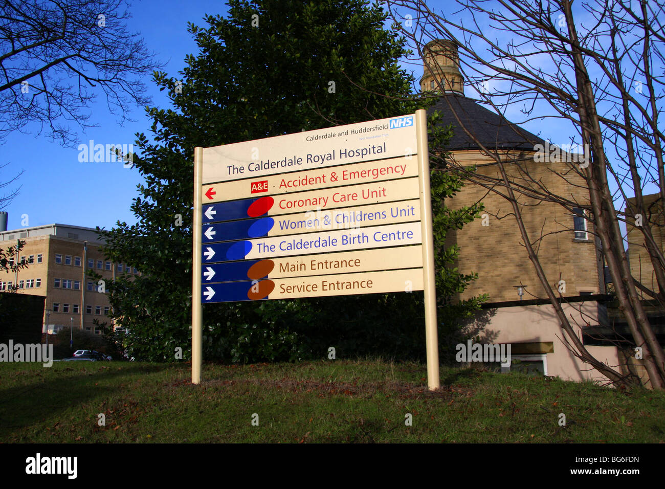 Sign at the Calderdale Royal Hospital, Halifax Stock Photo - Alamy