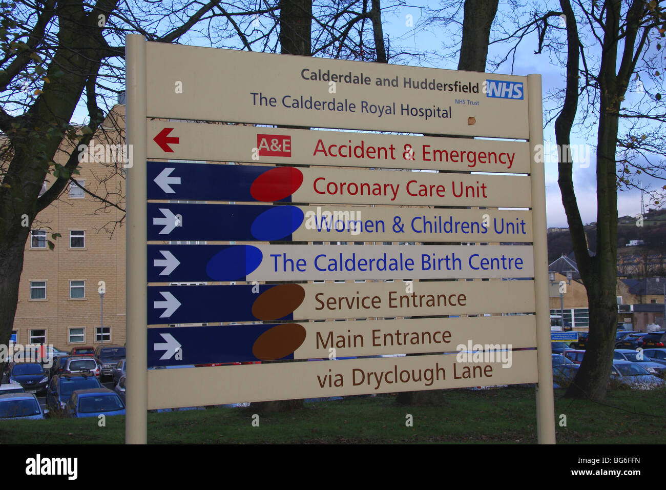 Sign at the Calderdale Royal Hospital, Halifax Stock Photo - Alamy