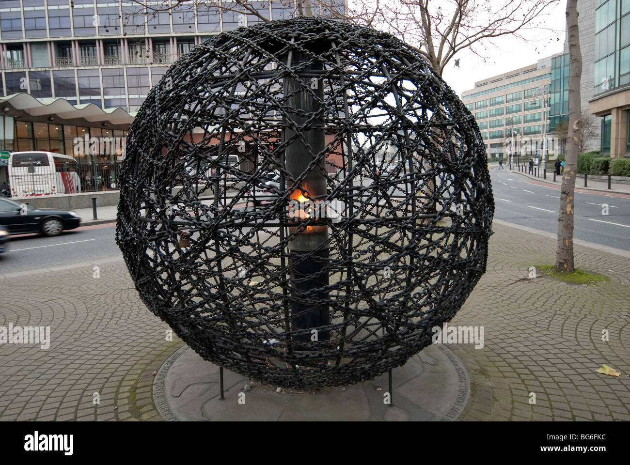 Eternal Flame encased in chains Dublin Ireland Stock Photo - Alamy