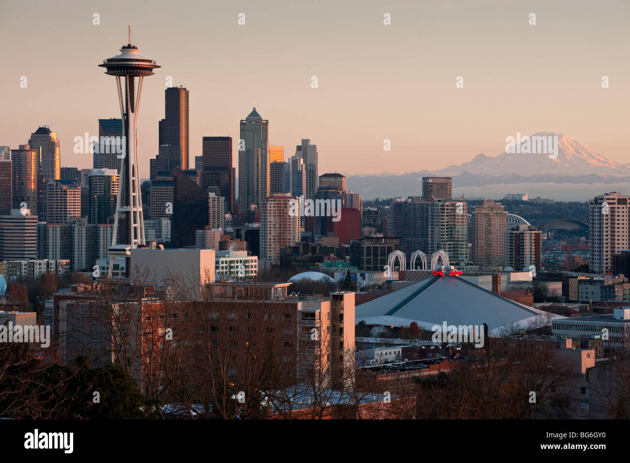 The Space Needle and the Seattle, Washington skyline taken from Kerry ...