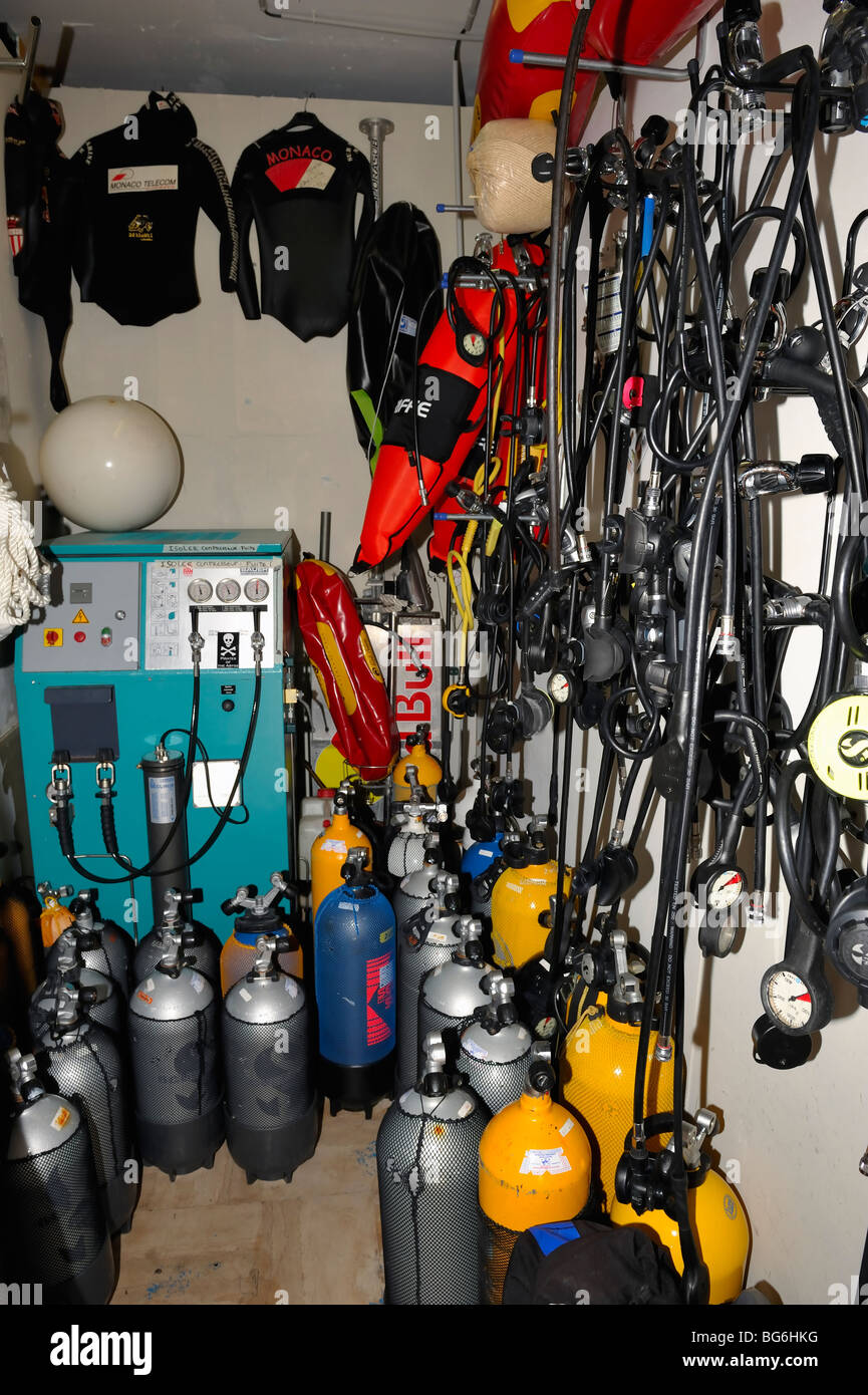 Air filling station for scuba divers in Monaco Stock Photo - Alamy
