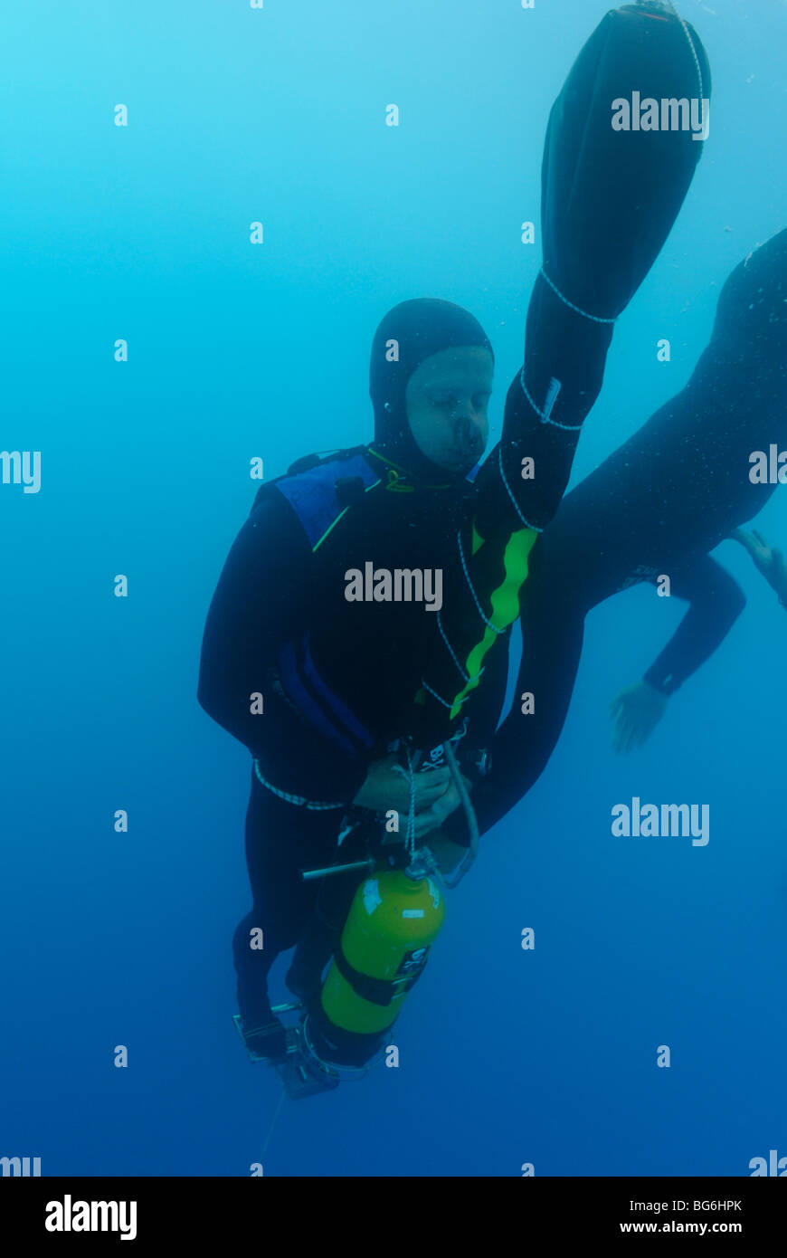 Free Immersion Apnea A Free Diver Going Down In No Limit Apnea
