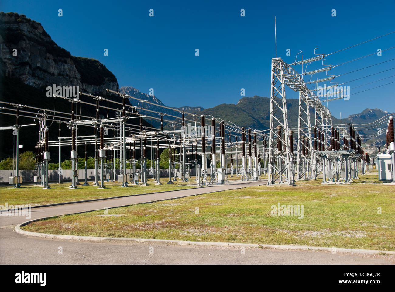 Electricity pylons electricity substation hi-res stock photography and images - Alamy