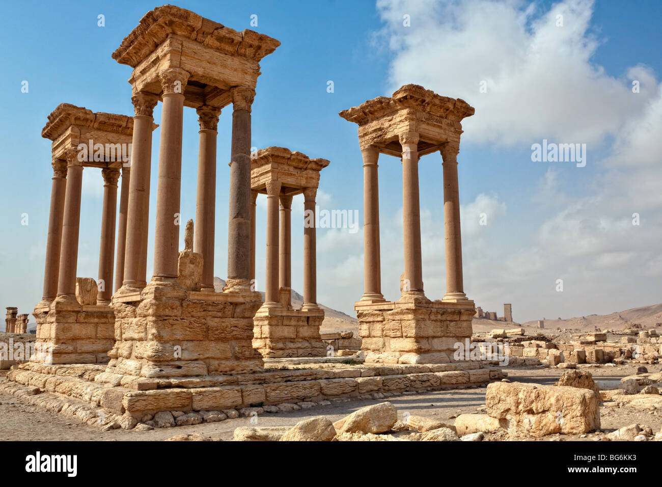 Ancient Roman time town in Palmyra (Tadmor), Syria. Greco-Roman ...