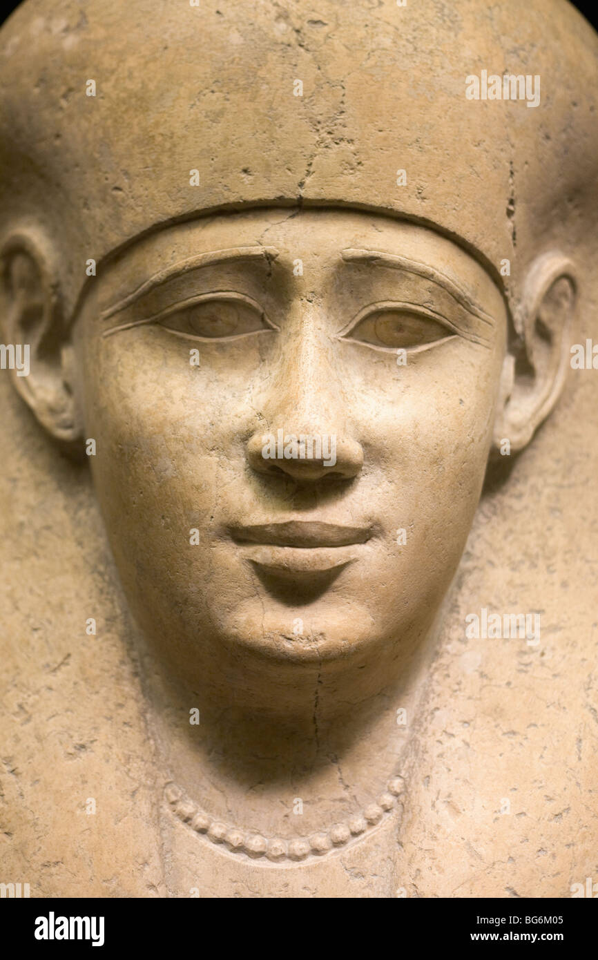 Close up of the head of the Sarcophagus of Djehor, Ptolemic Period ...