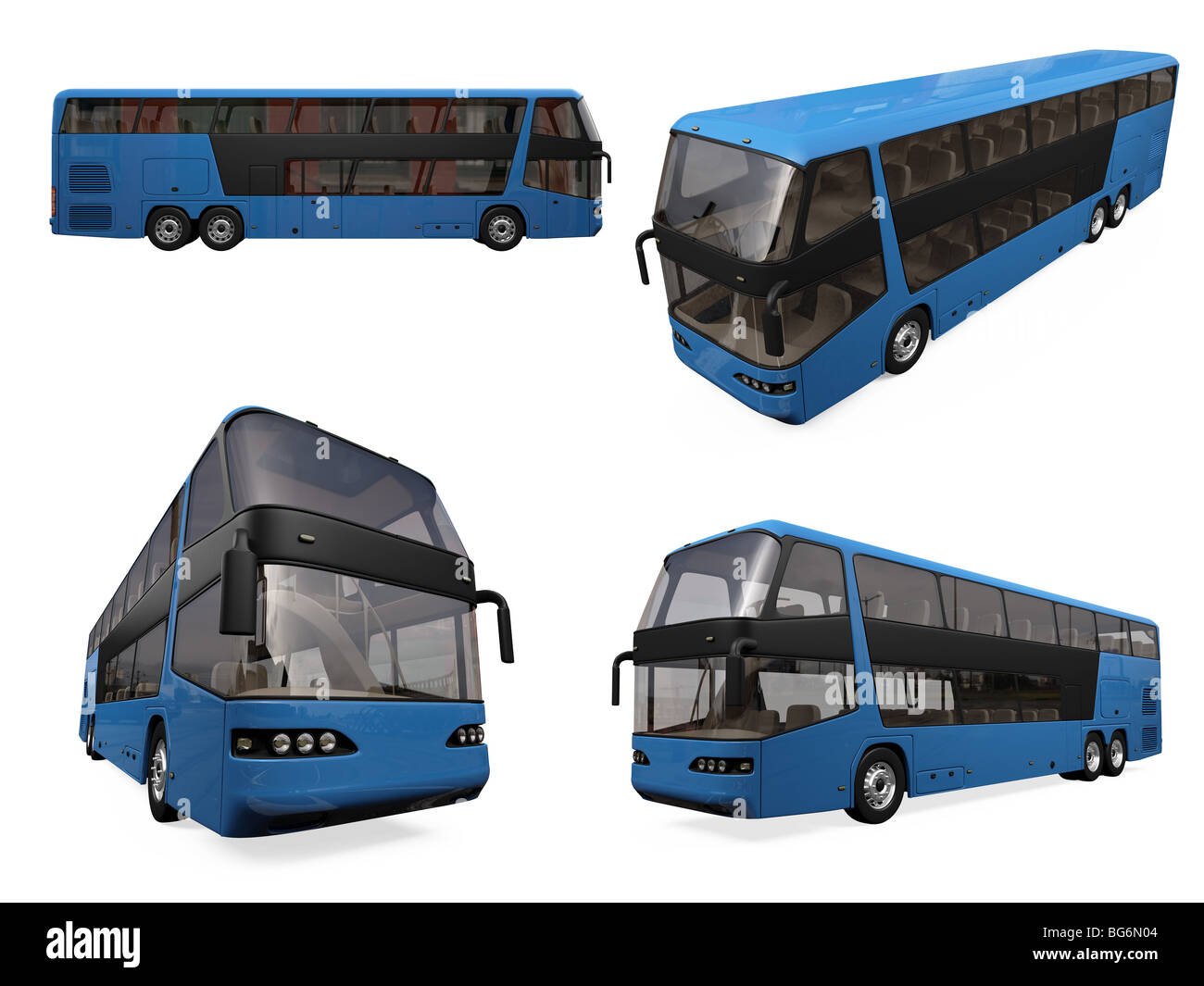 Isolated collection of blue bus Stock Photo - Alamy
