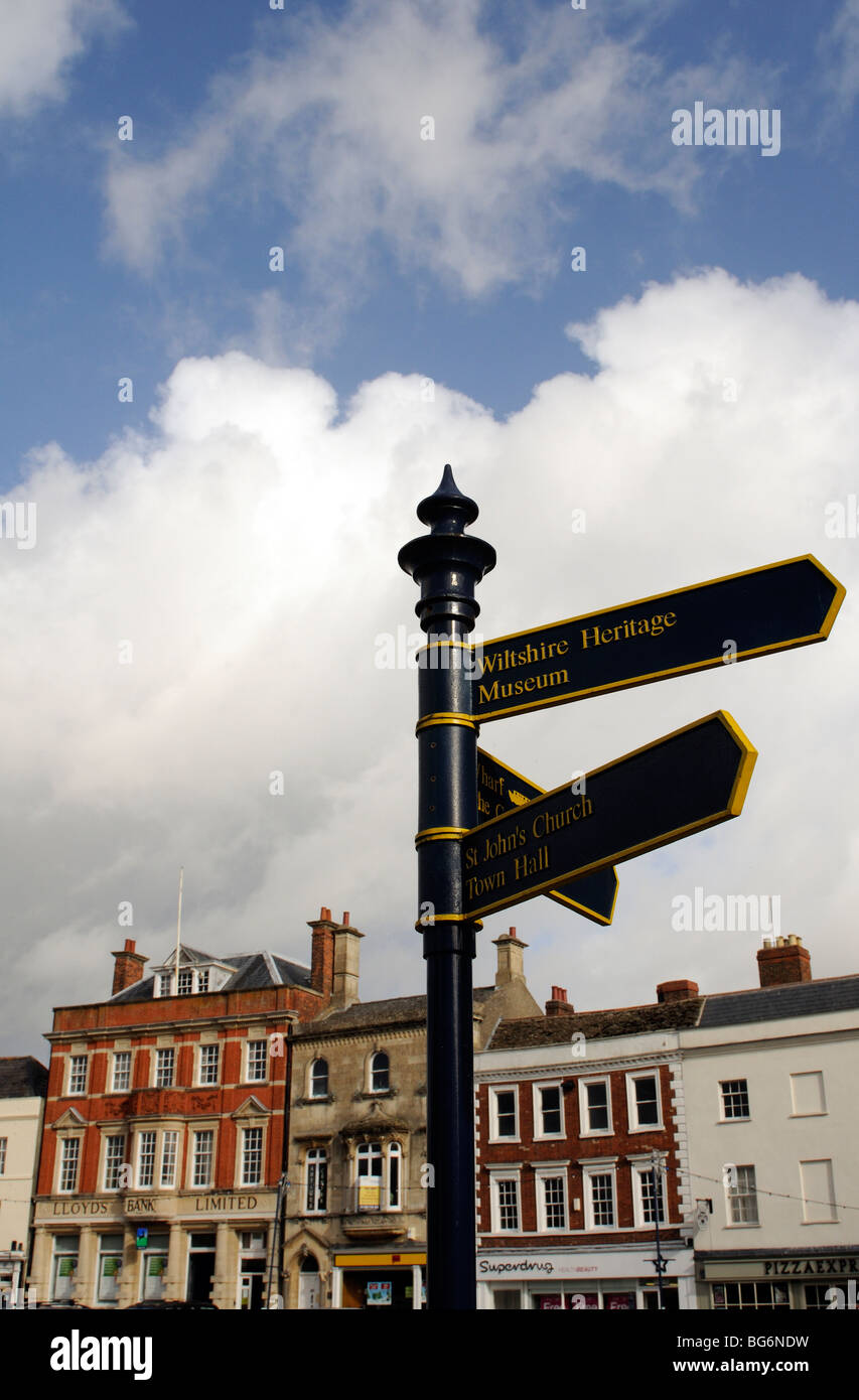 Devizes Wiltshire England directional signs on a signpost Stock Photo ...