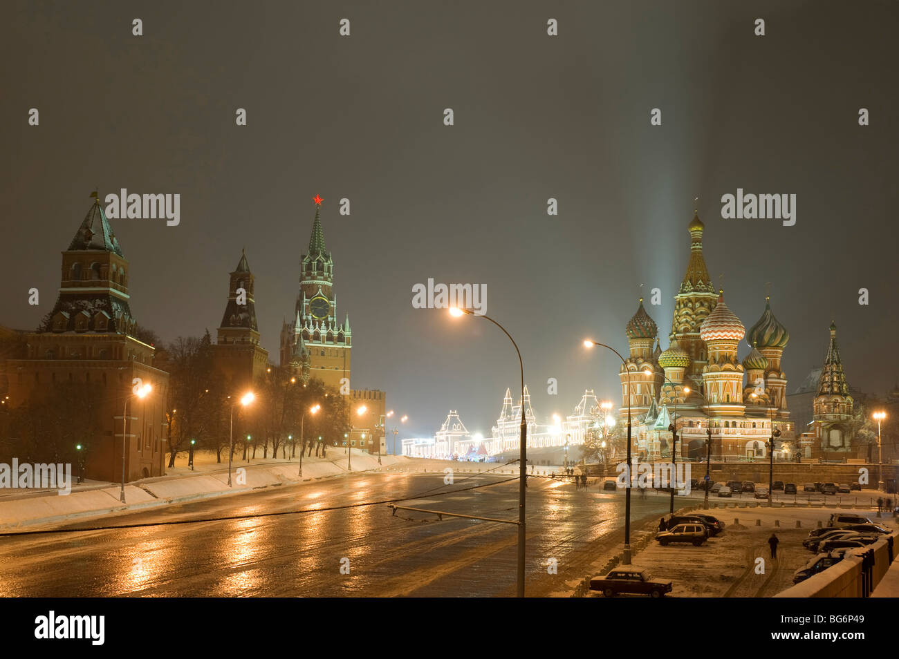Russian Moscow Kremlin square in winter night Stock Photo - Alamy