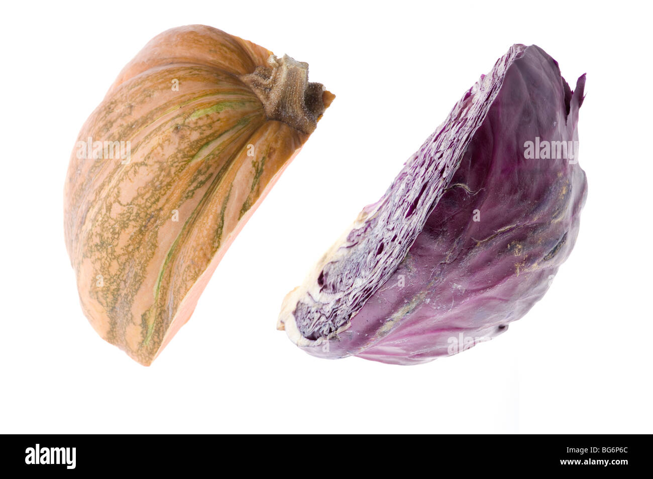 object on white - raw food pumpkin and cabbage Stock Photo - Alamy