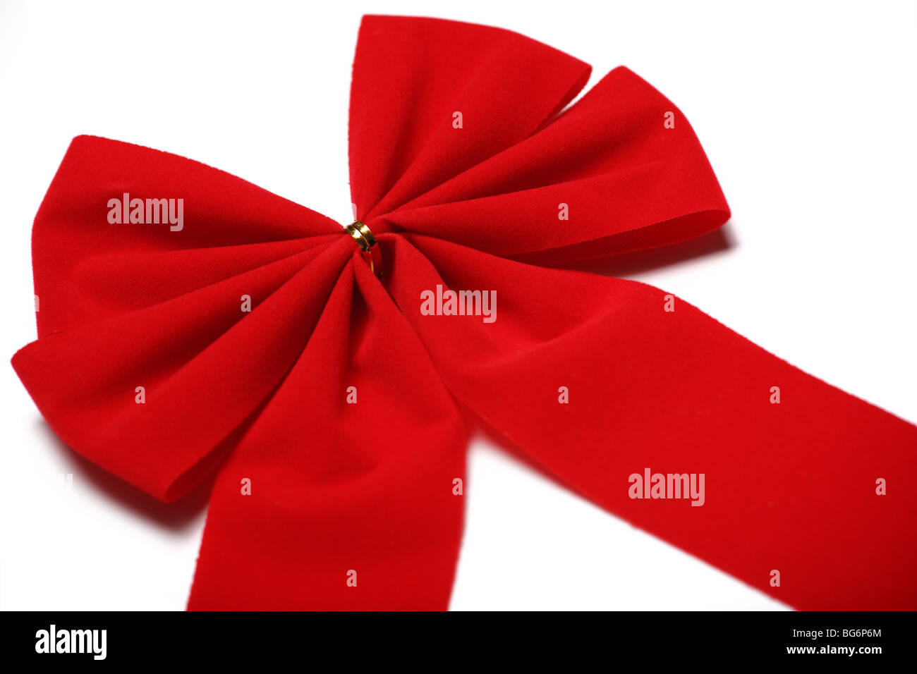 The Red Christmas Bow On White Background. Close-Up, Tilt View Stock ...