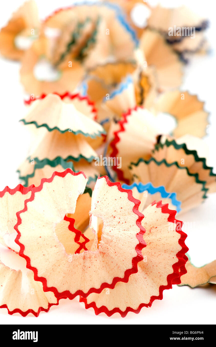 object on white - pencil shaving close up Stock Photo - Alamy