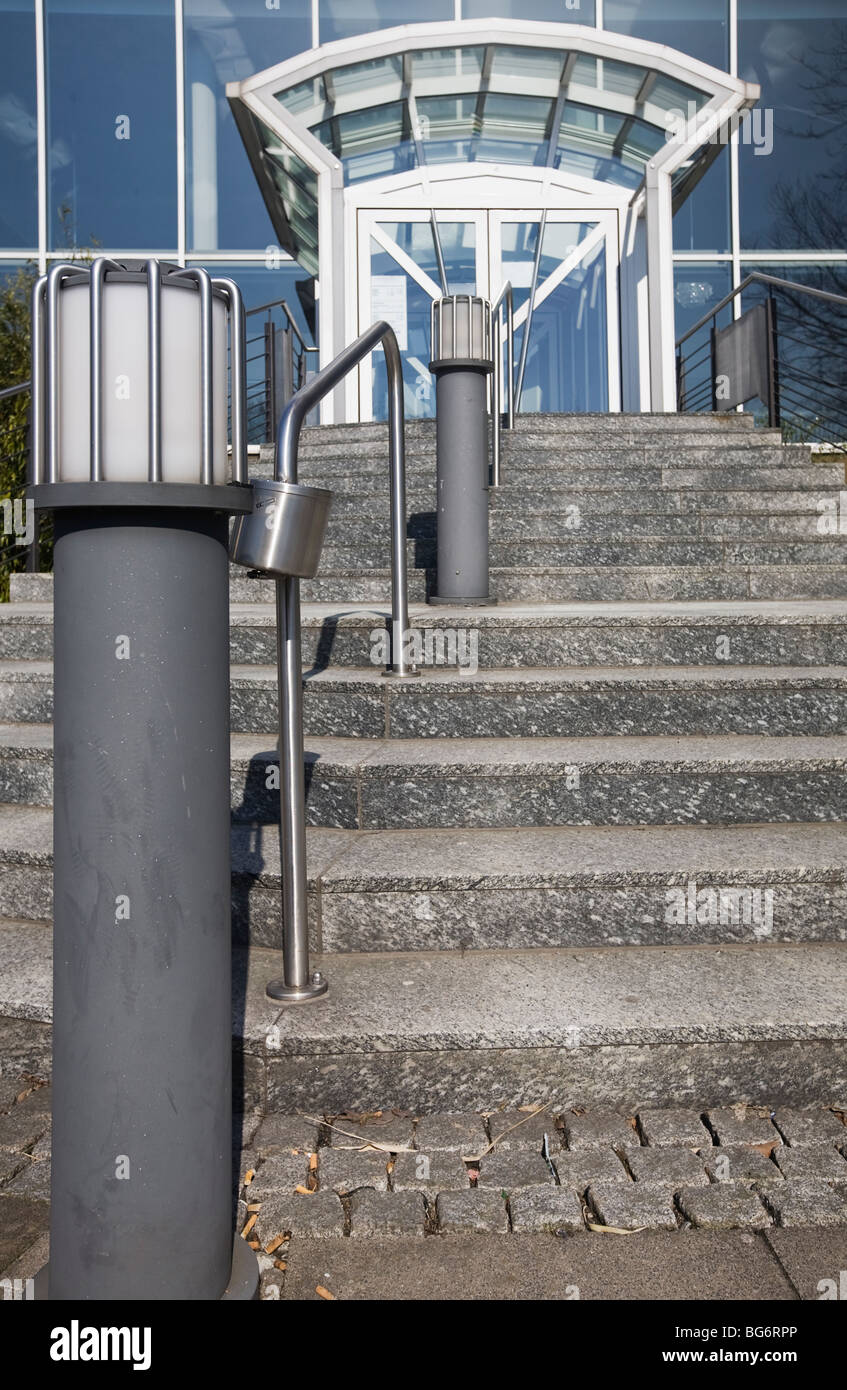Smoking area outside public building Stock Photo - Alamy