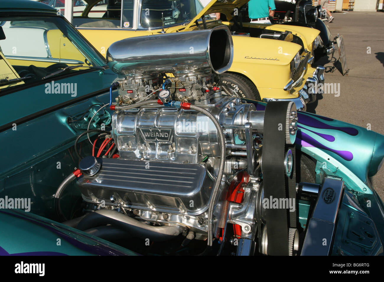Auto- 1955 Studebaker Pro Street Hotrod. Weiand brand blower identified ...