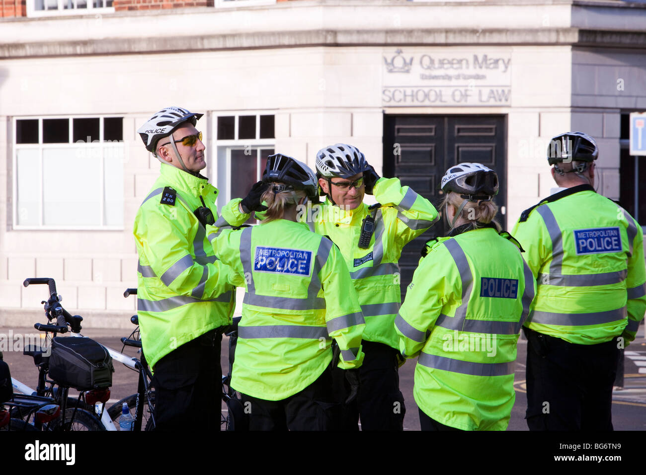 A group of metropolitan Police officers outside a law school in London ...
