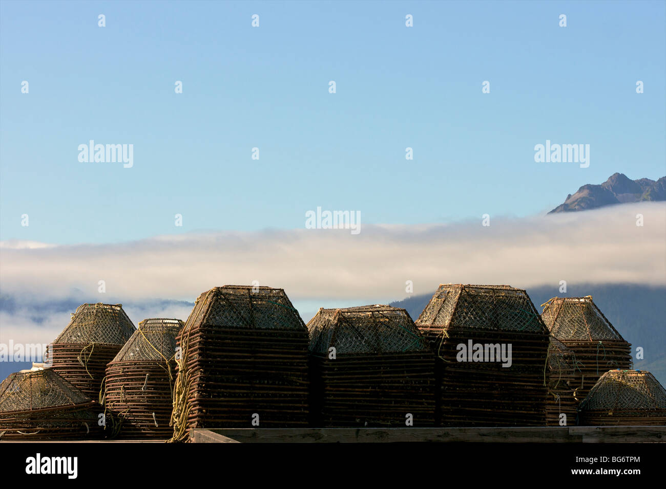 Stacks of Alaskan crab pots in Hoonah Icy Straight Point Alaska Stock ...
