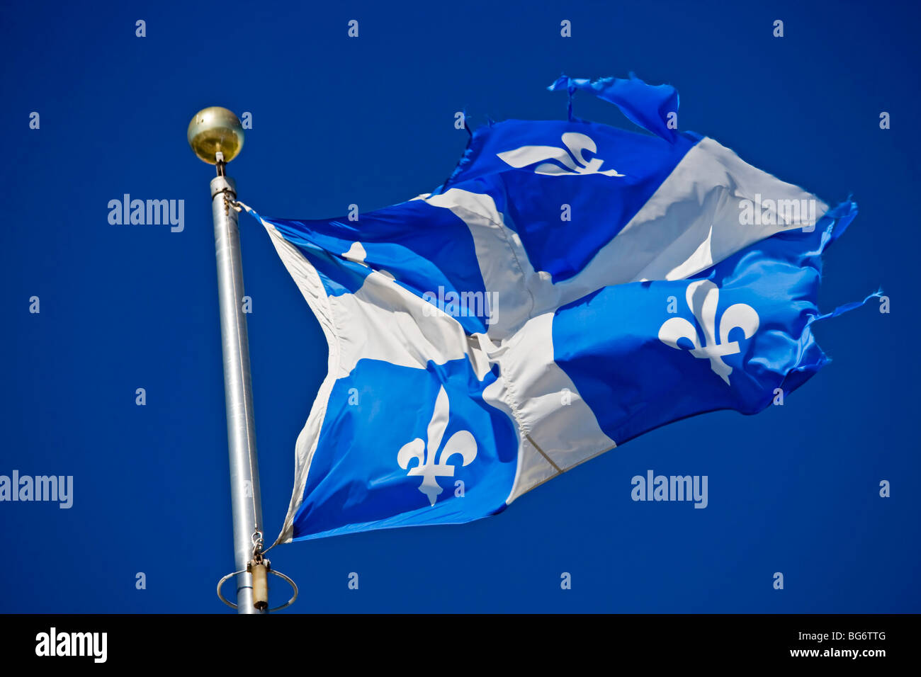 Quebec Flag in Old Quebec, Quebec City, Quebec, Canada. UNESCO World ...
