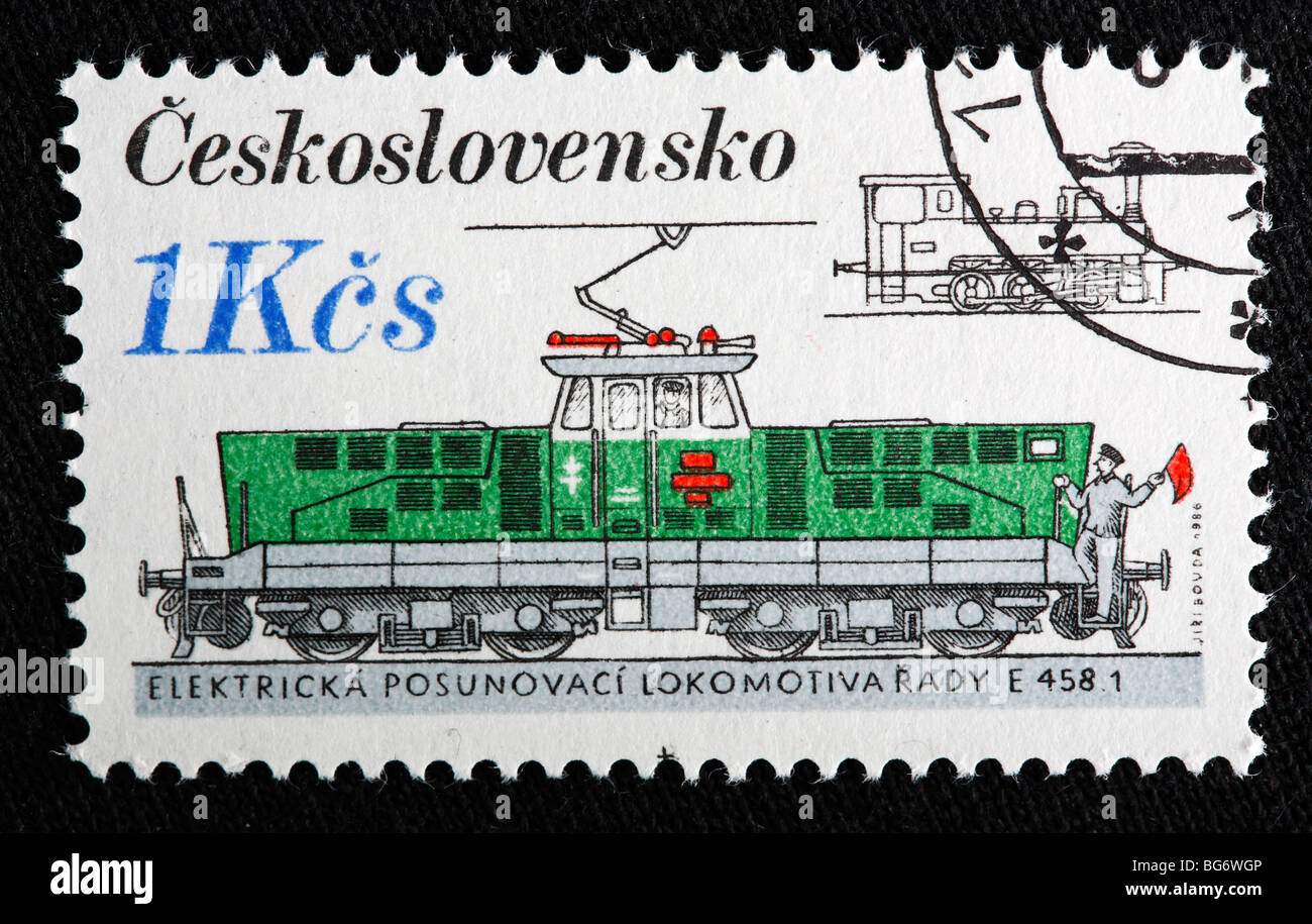 Electric tram, postage stamp, Czechoslovakia, 1986 Stock Photo - Alamy