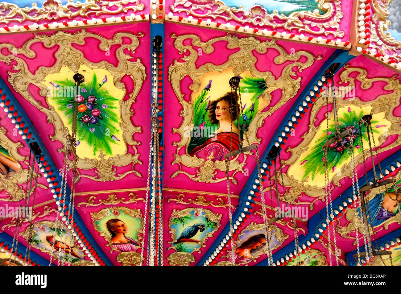The interior of a colorful carousel at the Western Idaho Fair in Boise ...