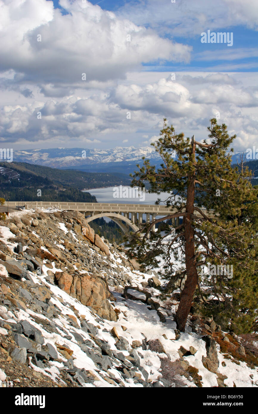 Historic US 40 and Donner Lakeat Donner Summit Stock Photo - Alamy