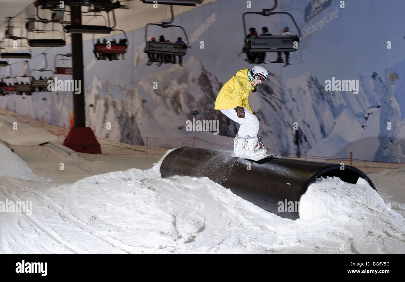 Snowboarding in all season ski center in Moscow, Russia Stock Photo - Alamy