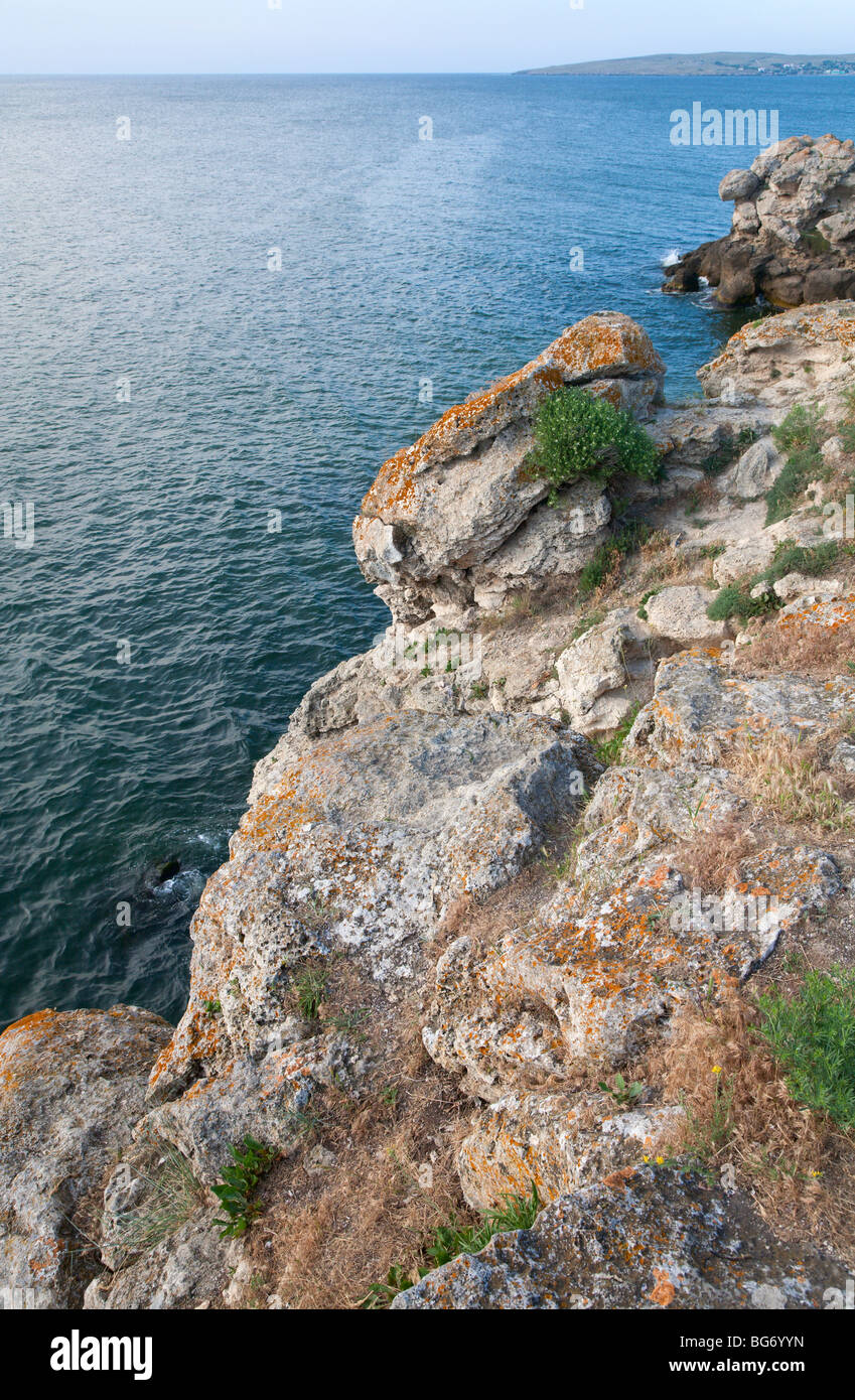 Summer sea and rocky coastline (Kazantip reserve, Crimea, Ukraine Stock ...