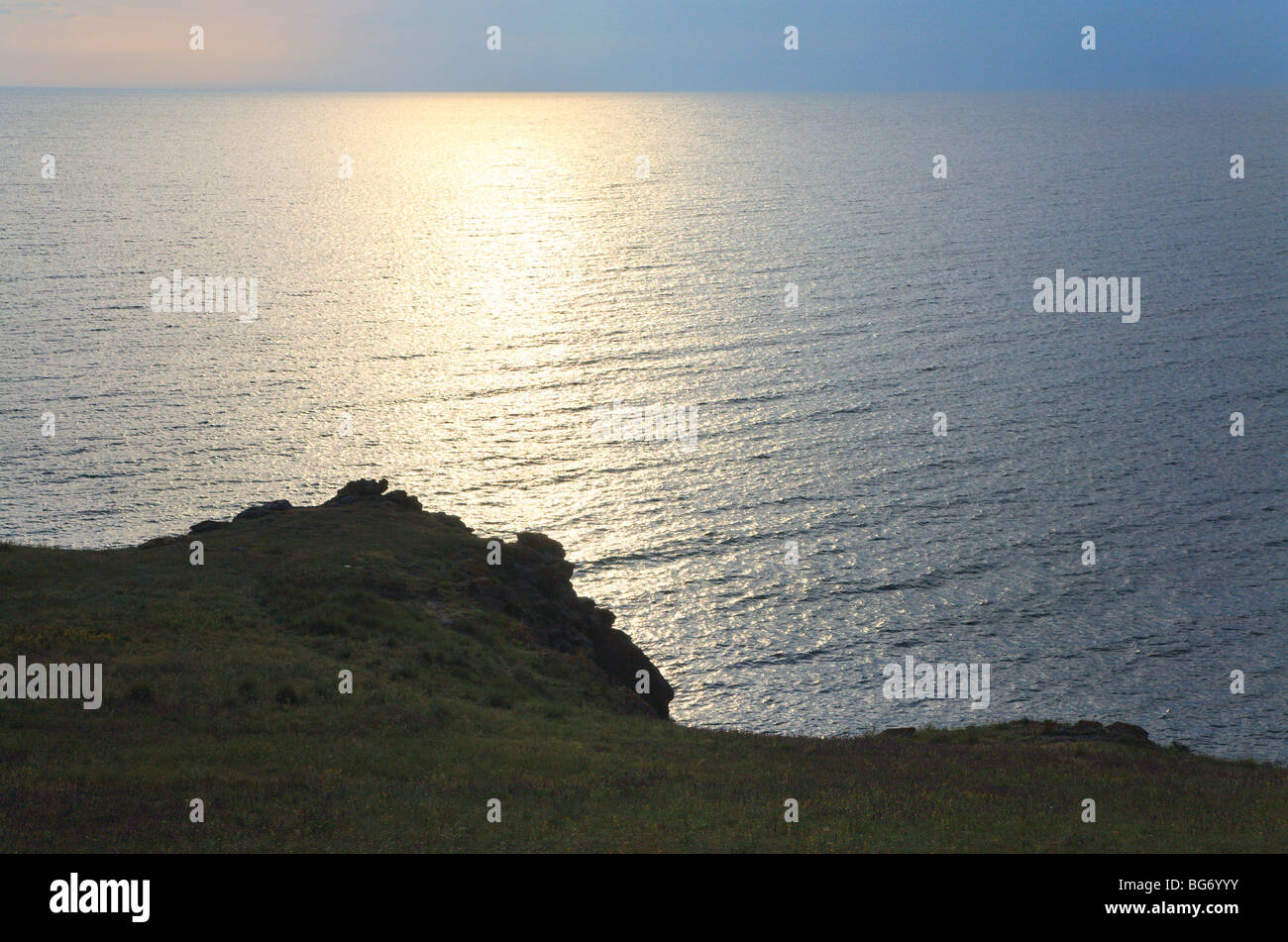Night sea coast view with moon reflection path Stock Photo - Alamy