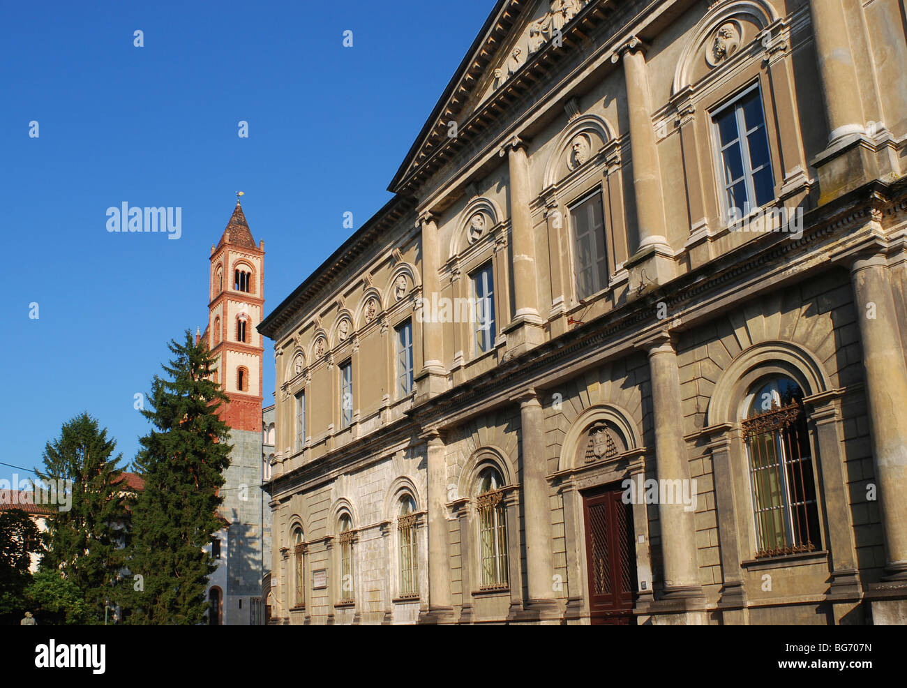 University and Sant'andrea Basilica - Vercelli - Piedmont - Italy Stock ...