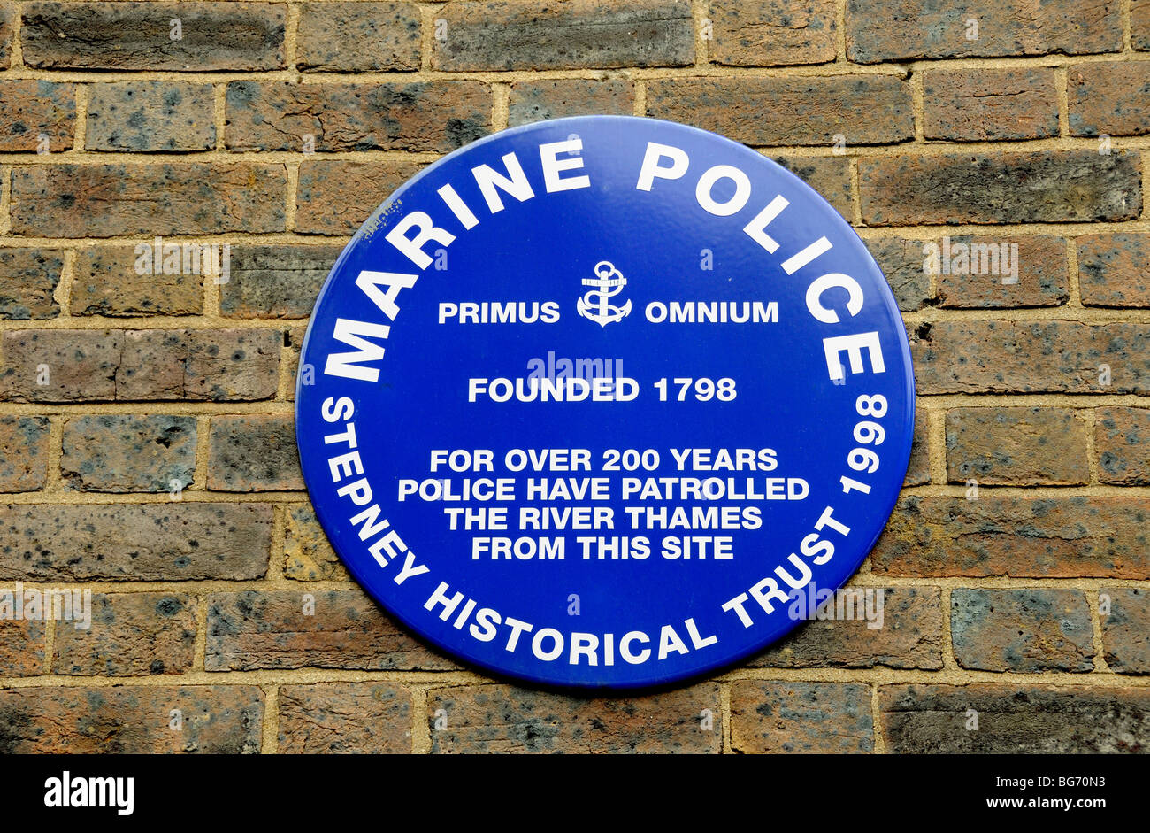 Marine Police Blue Plaque Wapping London England UK Stock Photo - Alamy