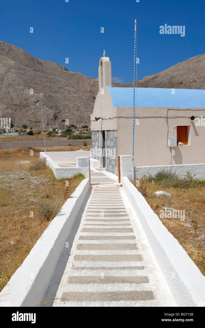 A tiny chapel on the outskirts of Perissa town near main road ...