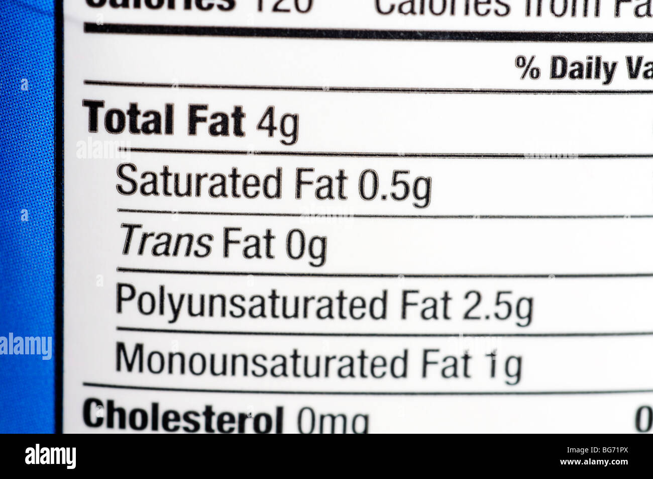 Total fat nutrition label hi-res stock photography and images - Alamy