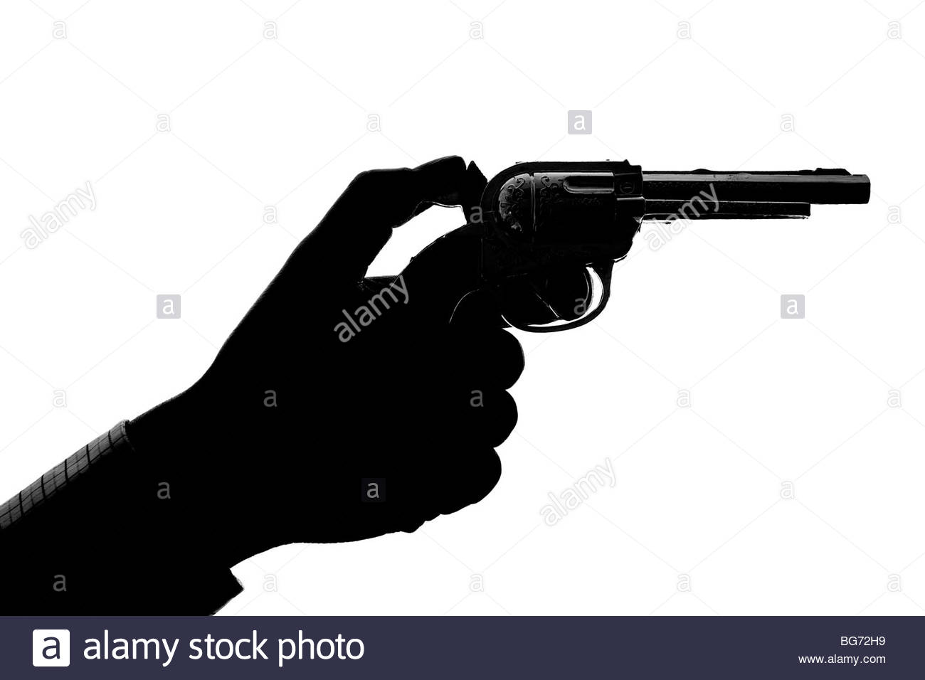 Hand gun shooting Black and White Stock Photos & Images - Alamy
