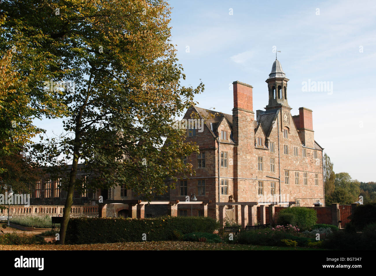 Rufford Abbey, viewed from near the rose garden. Looking at the old ...