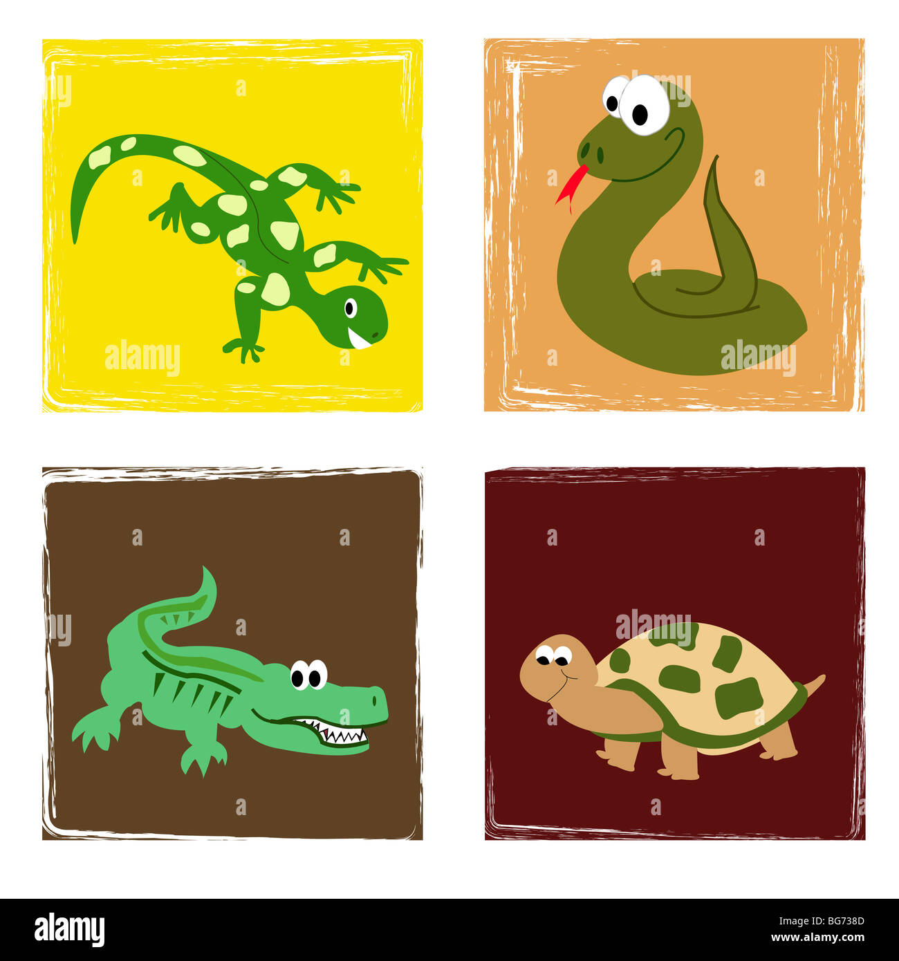Simple drawing from cartoon reptiles in grungy background Stock Photo ...