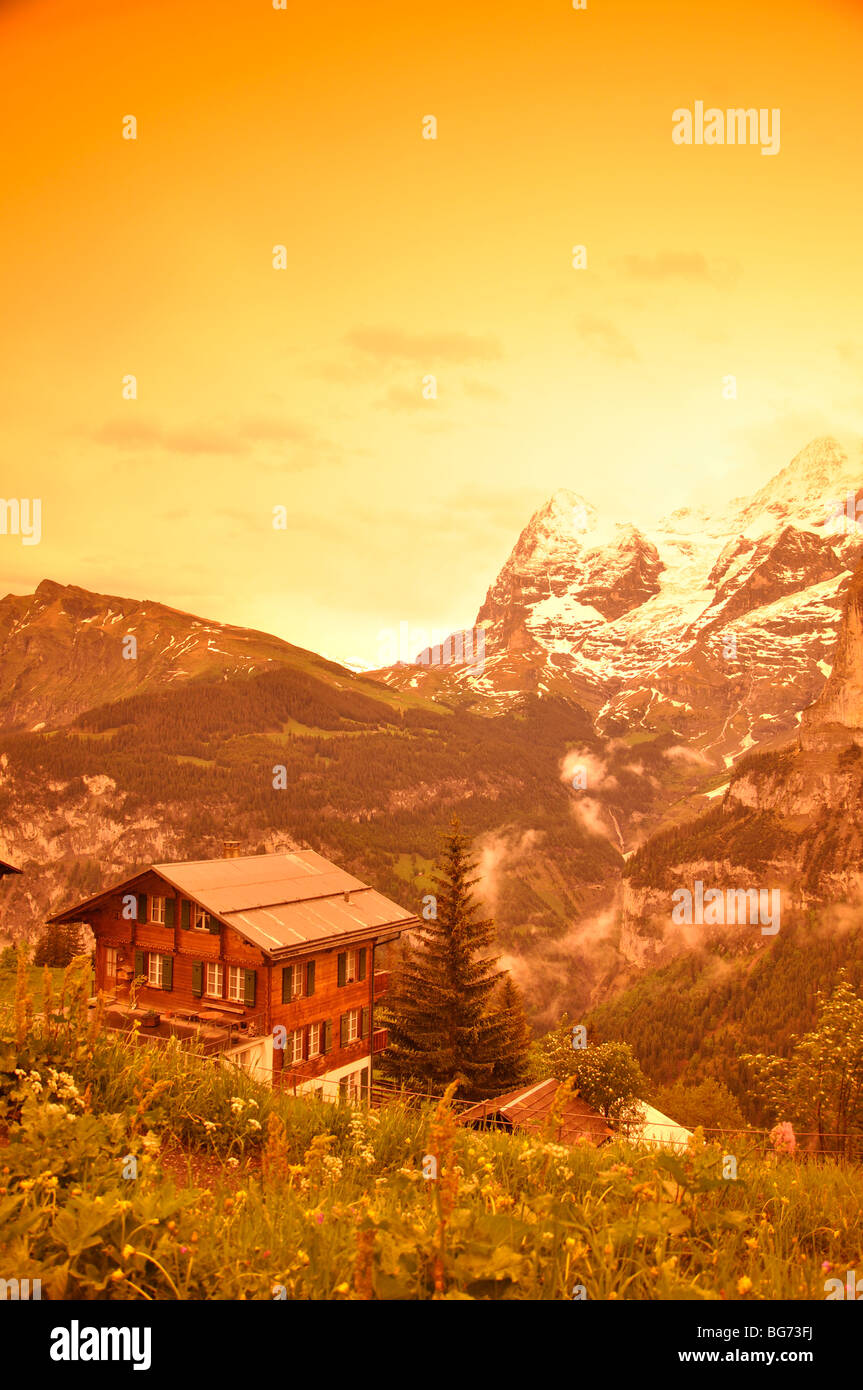 Murren jungfrau swiss alps mountains switzerland muerren sunset hi-res ...