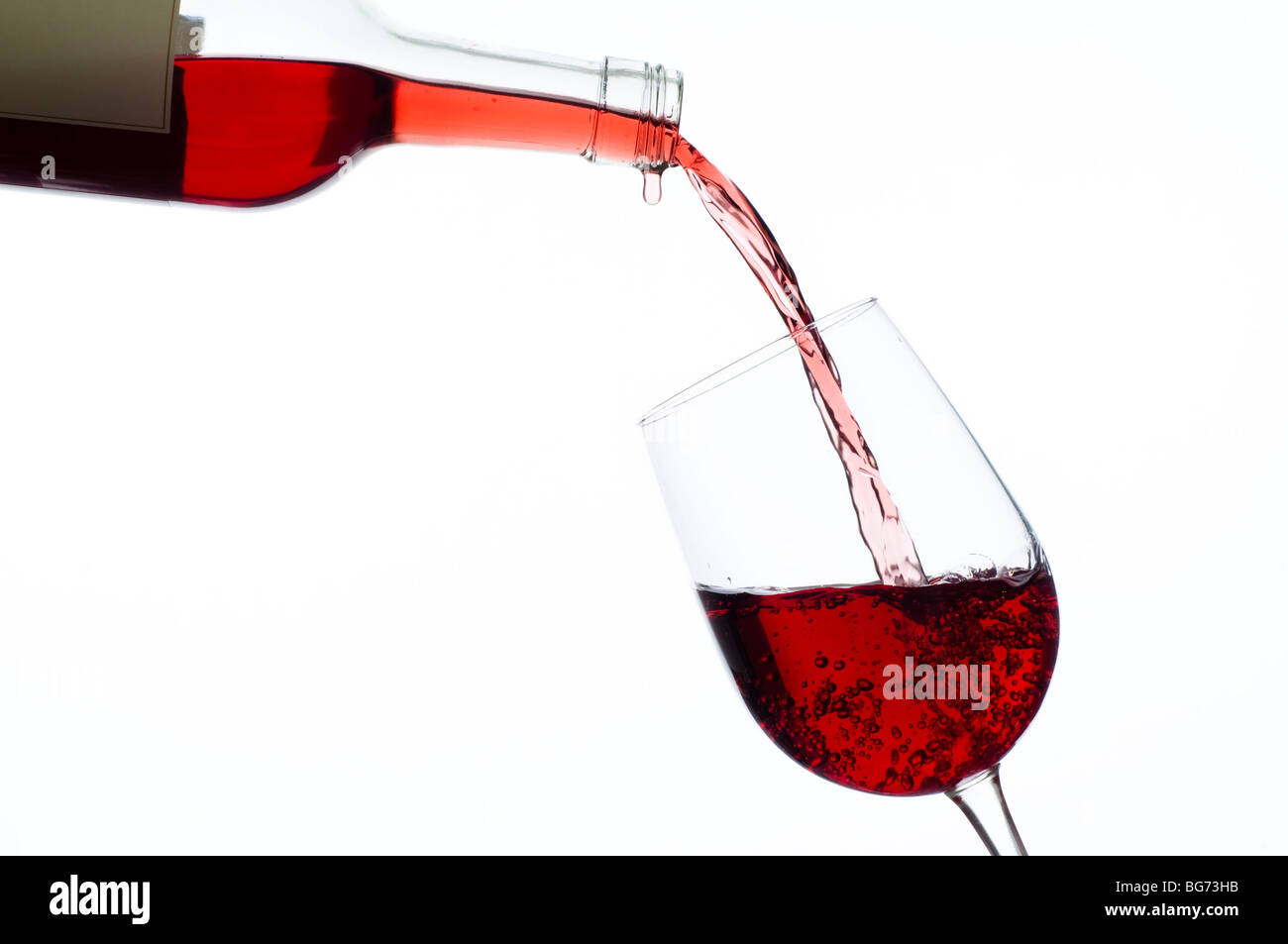 red wine being poured into wineglass from bottle Stock Photo - Alamy