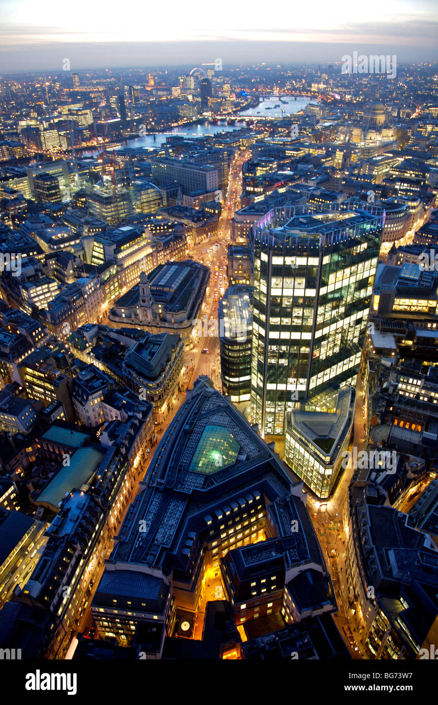 Evening view from the City of London to the West End looking down ...